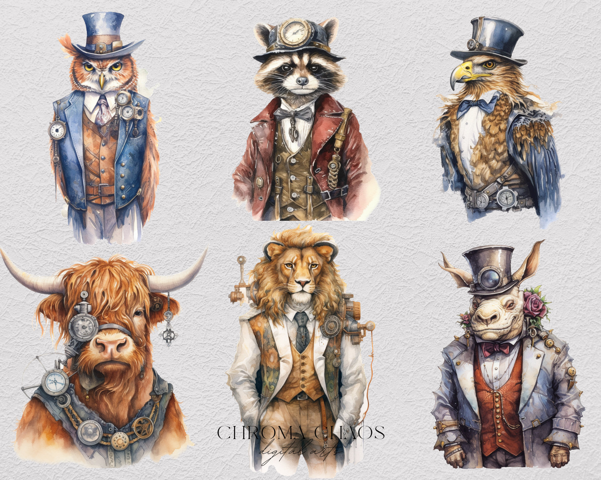 25 Steampunk Animals Clip Art, Vintage Steampunk Animal PNG Clipart ...