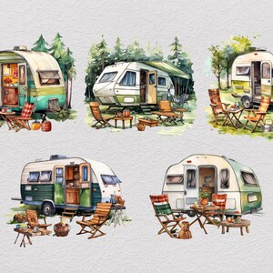 24 Camping in Caravan Clipart PNG Sublimation Bundle, Transparent ...