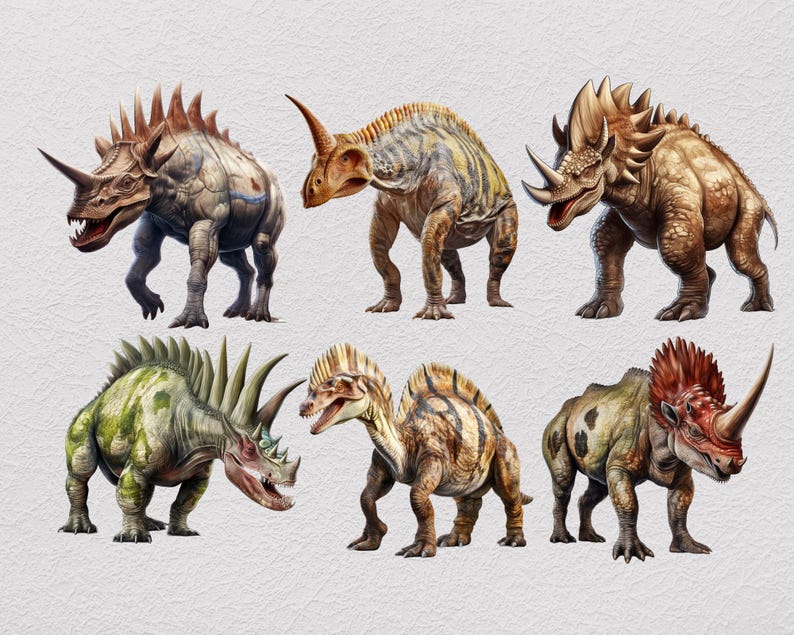 52 Dinosaurs Clipart PNG Bundle, Transparent Clip Art for Kids Activity ...