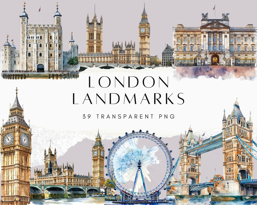 London Clipart, Watercolour City Clipart Bundle, Around the World ...