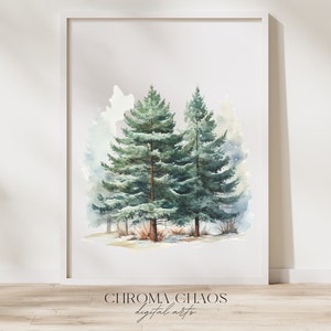 Pine Tree Forest Clipart Bundle, Transparent PNG, Beautiful Watercolor ...