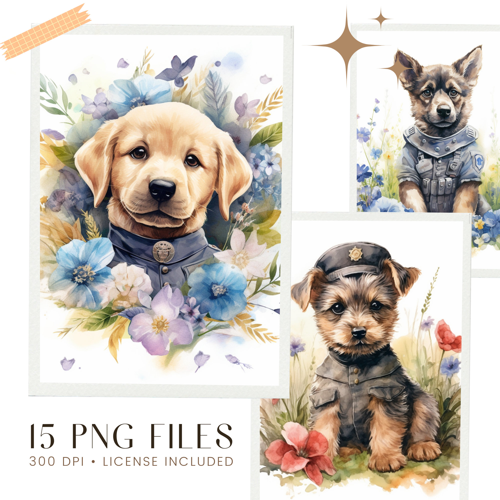 15 Military Email Dog PNG, Watercolor Clipart, First Birthday Decor ...