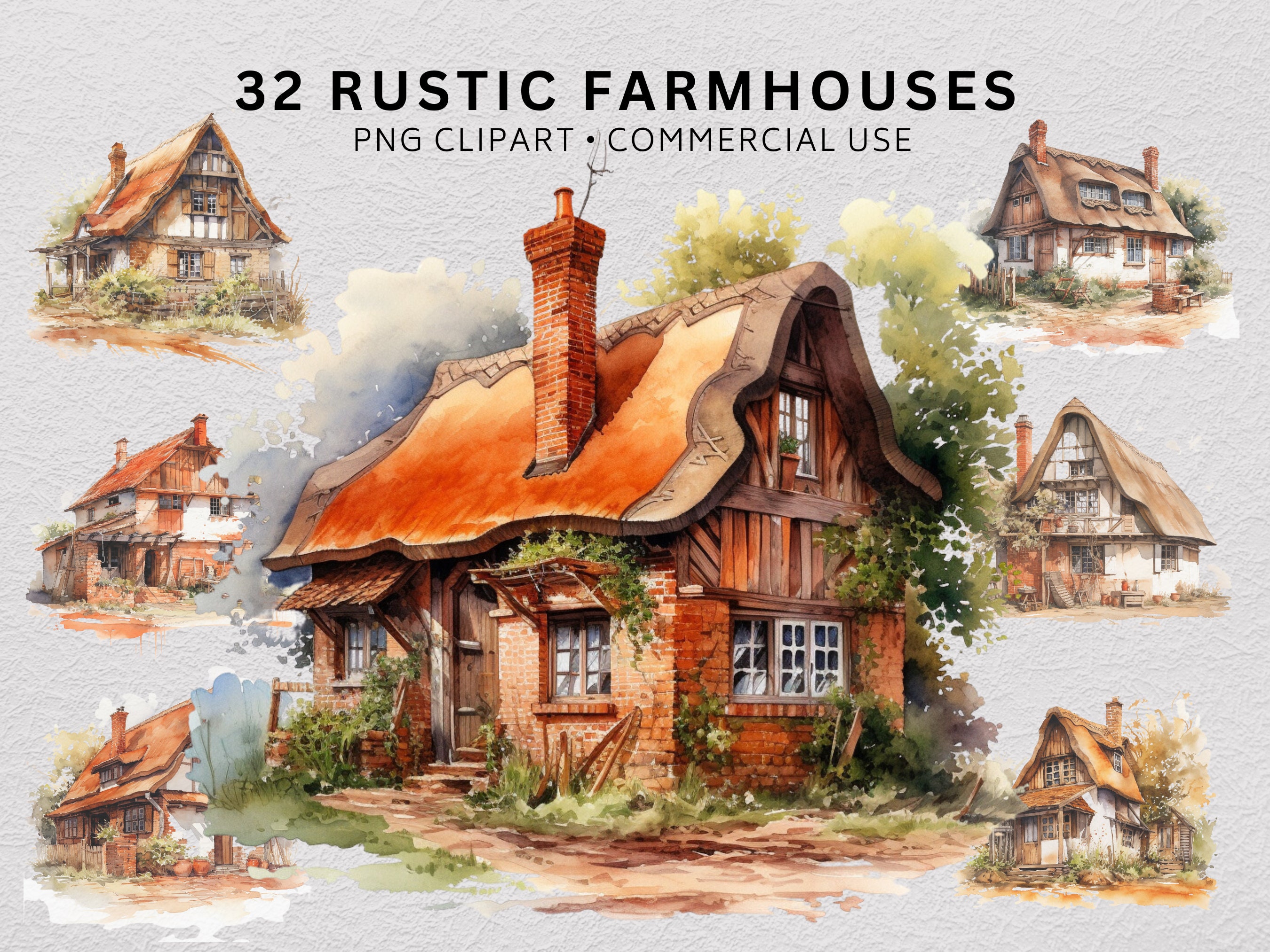 Rustic Farmhouse Clipart PNG Cottage PNG Farmhouse Clip Art - Etsy