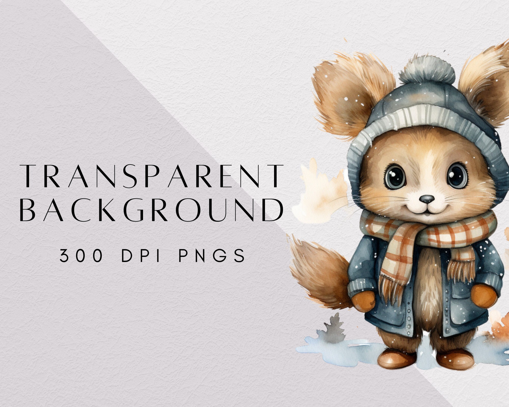 Cute Winter Animals Clipart, Cute Critters, Scarf and Beanie, Snowy ...