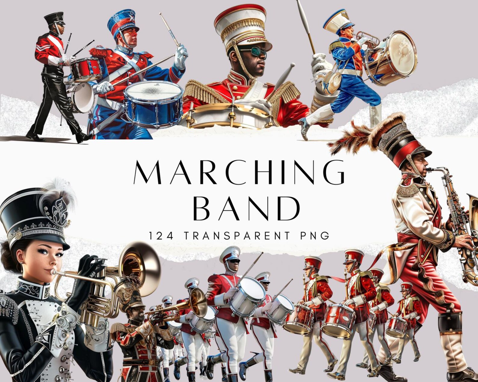 124 Watercolor Marching Band Clipart, Theater Clip Art PNG Graphics ...