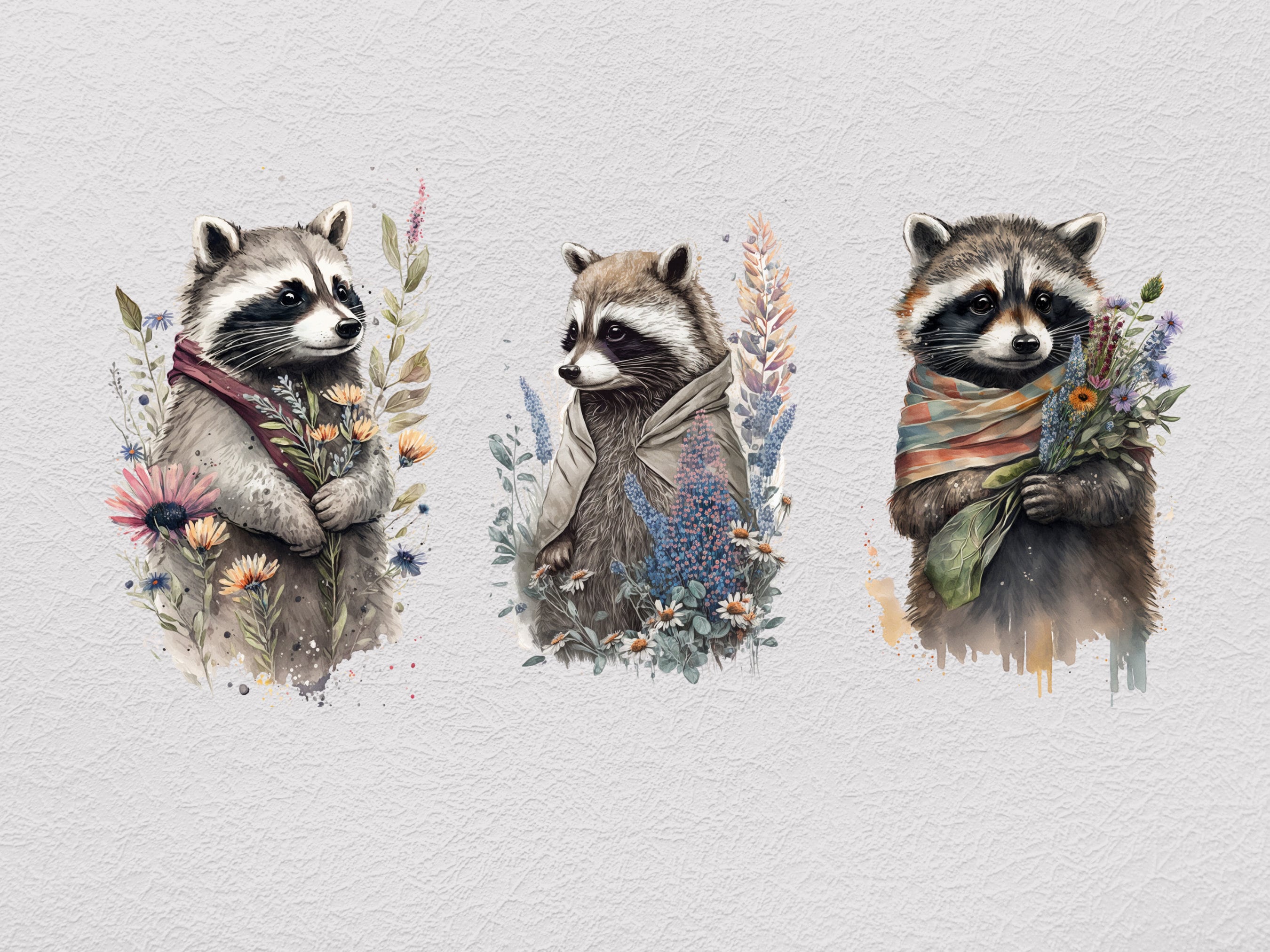 Cute Baby Raccoon Wearing a Scarf PNG, Watercolor Clipart, Transparent ...