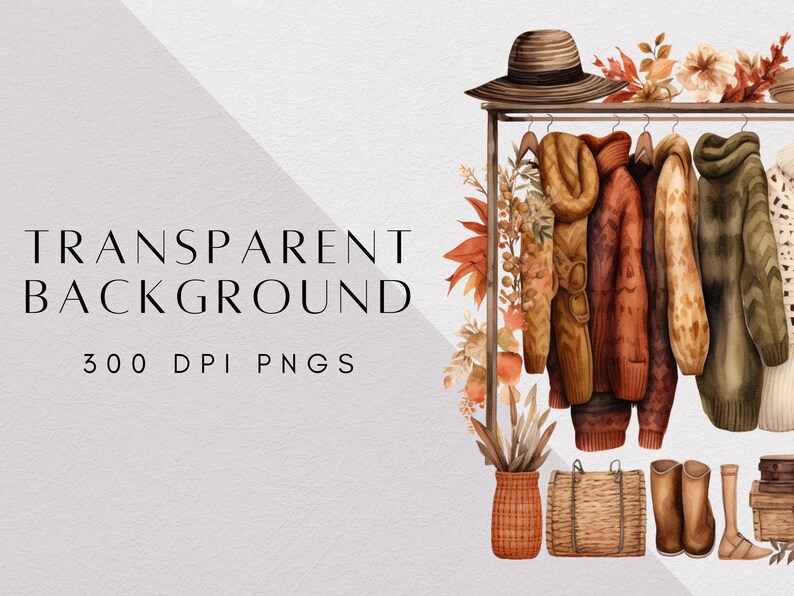 40 Watercolour Autumn Wardrobe Clipart Bundle, Autumn Clothes Clipart ...