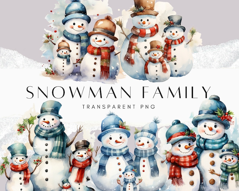 28 Snowman Family Clipart PNG Snowman PNG Winter Clip Art - Etsy