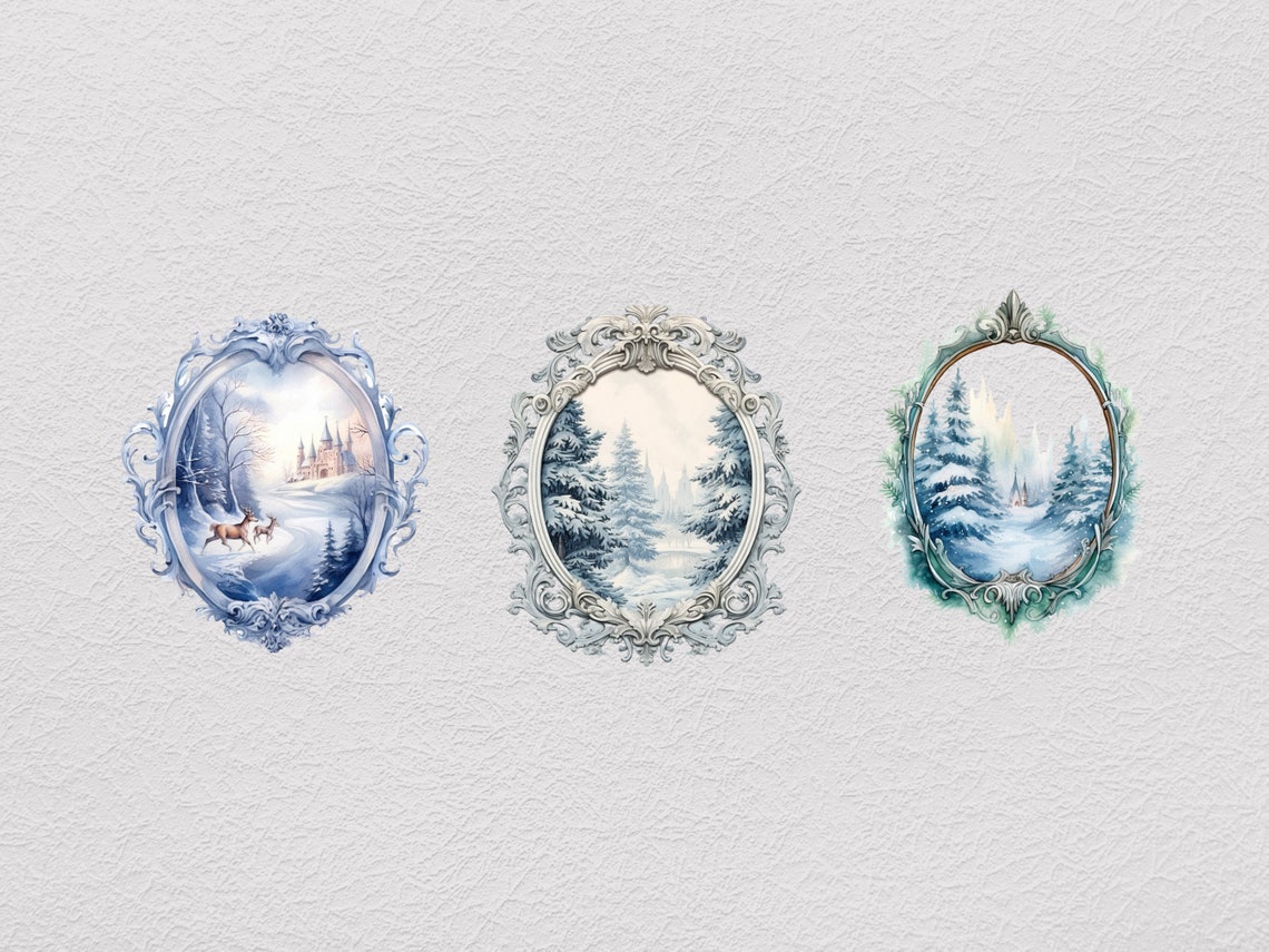 22 Rococo Winter Frames Clipart Bundle, Fantasy Clipart, Digital ...