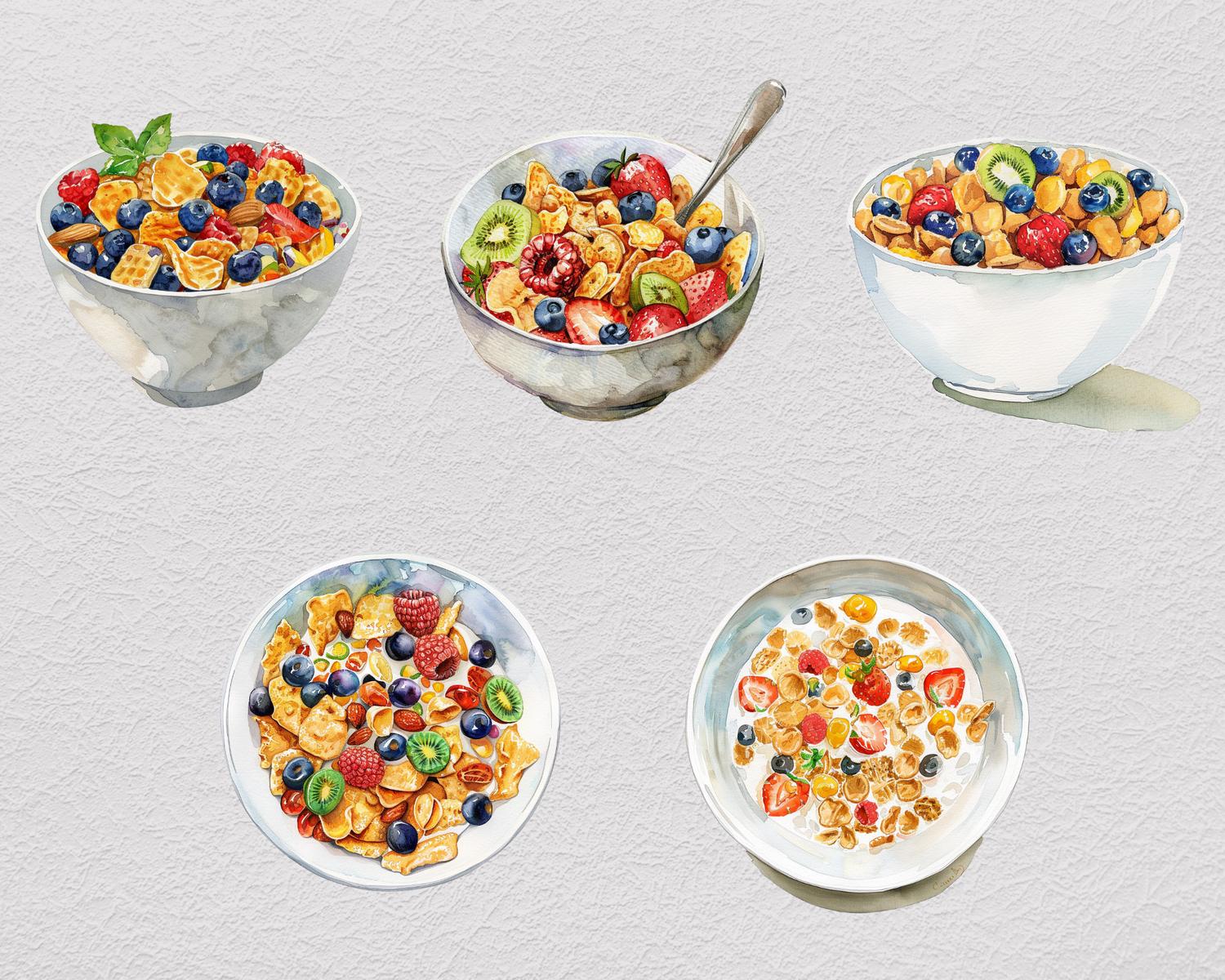 Breakfast Clipart, Cereal Clipart, Vintage Cereal Clipart, Cheerios ...