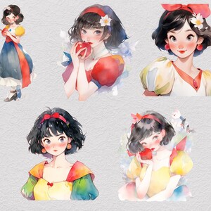 Watercolor Snow White Clipart Bundle, Princess Clipart, Scrapbooking ...