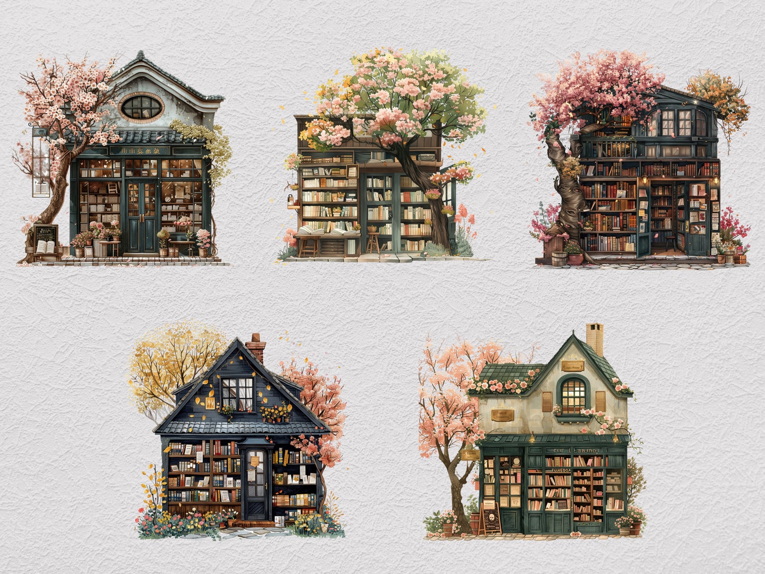 Spring Bookstore Clipart, Bookstore PNG, Architecture Clipart, Vintage ...