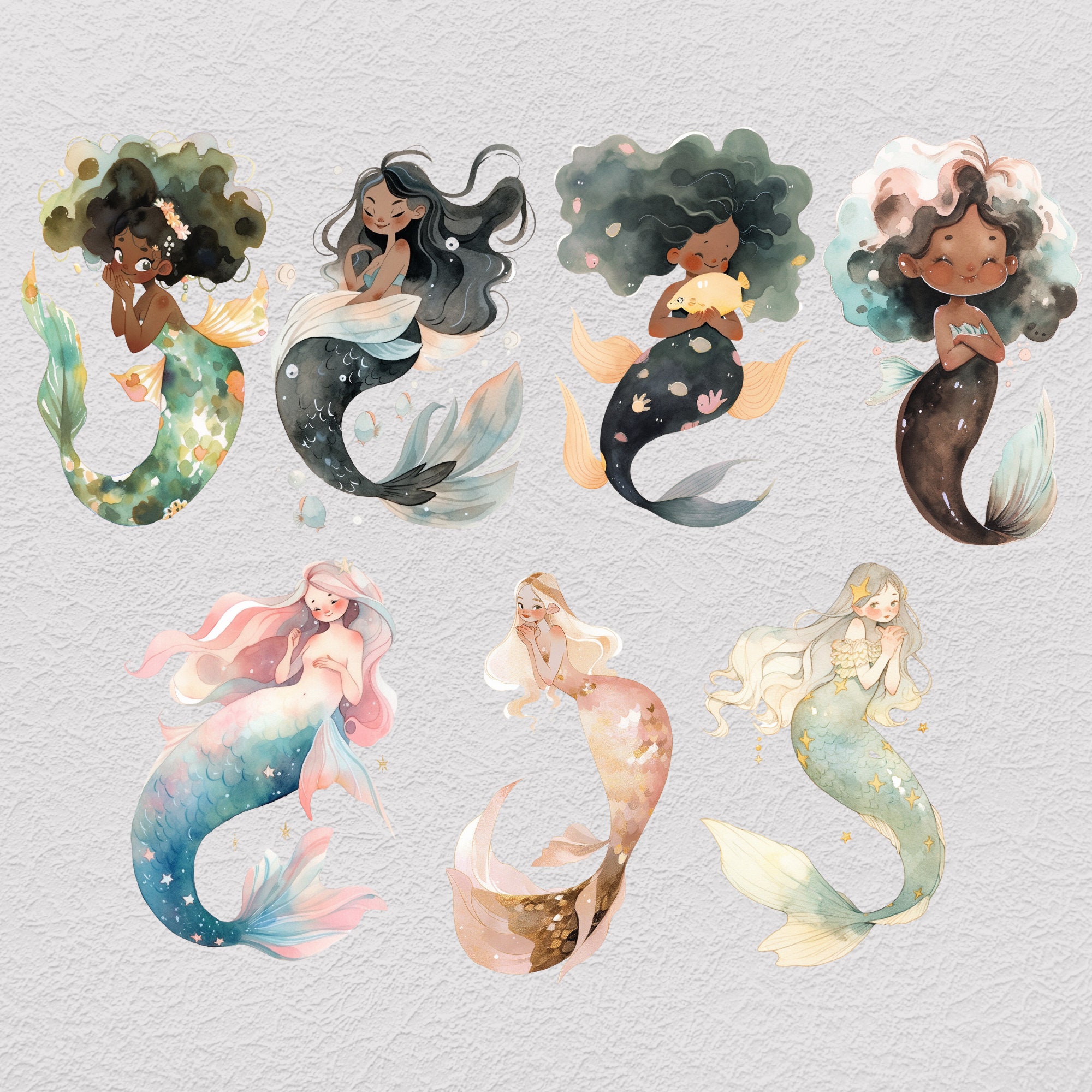 Cute Chubby Mermaid Clipart PNG Mermaid PNG Mermaid Clipart - Etsy