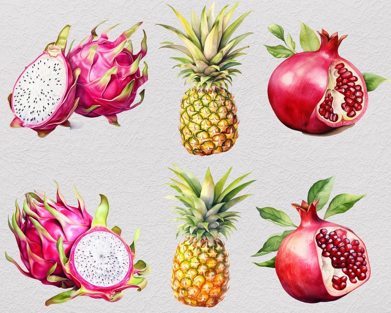 106 Watercolour Fruits Clipart Bundle,m, Fruits Clipart, Papaya, Kiwi ...