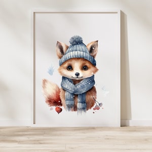 Cute Winter Animals Clipart, Cute Critters, Scarf and Beanie, Snowy ...
