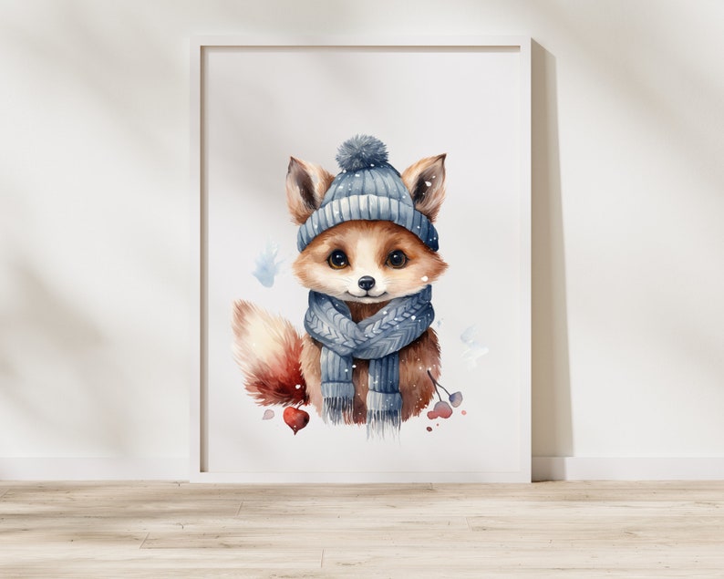 Cute Winter Animals Clipart, Cute Critters, Scarf and Beanie, Snowy ...