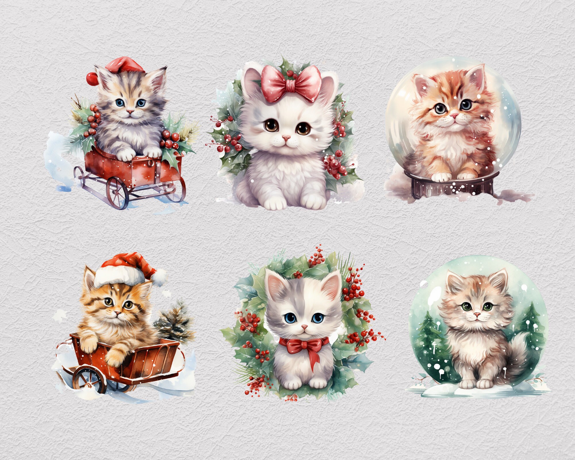 Cute Winter Kittens Clipart, Kitten Family PNG, Scarf and Beanie, Snowy ...