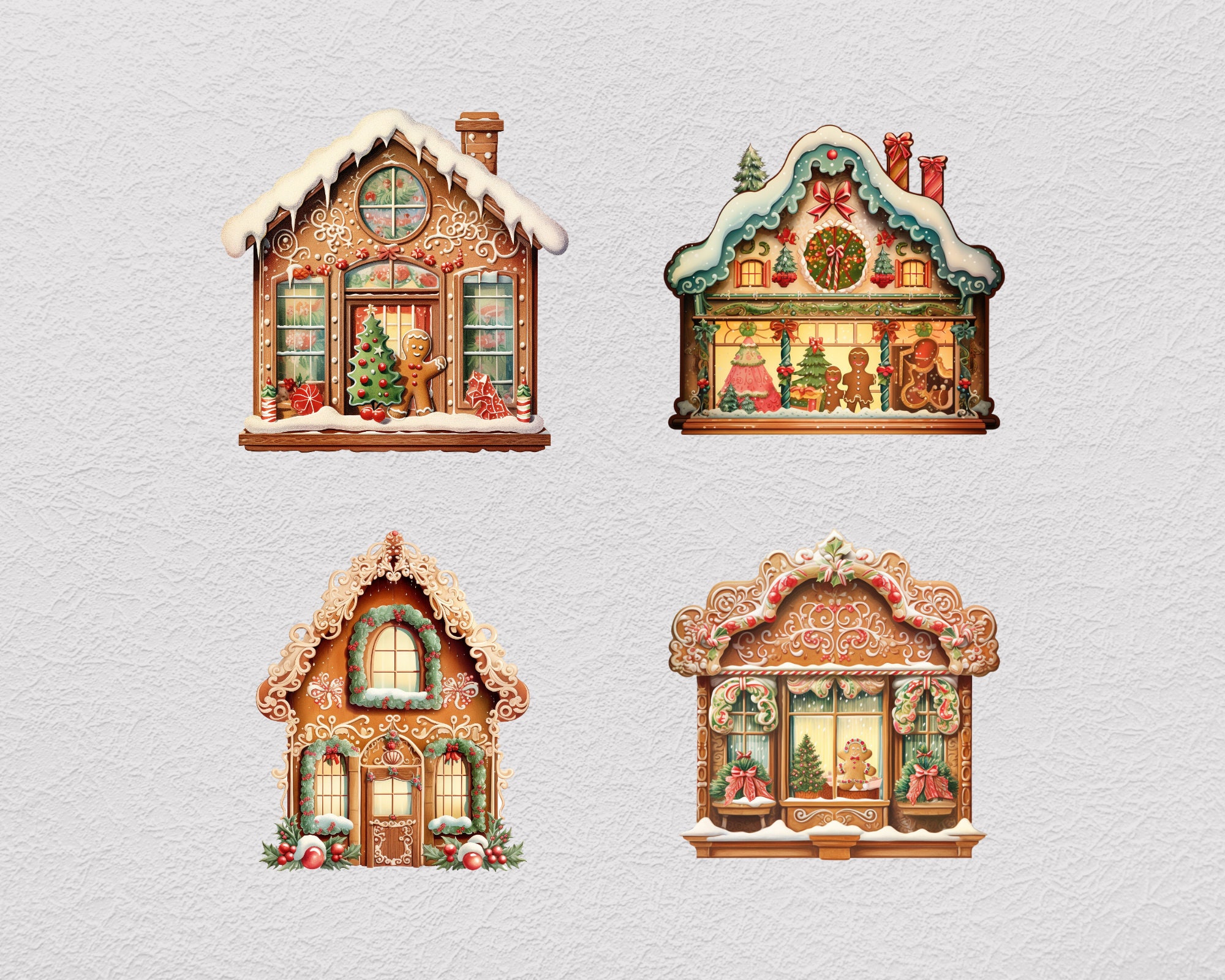 24 Gingerbread Windows Clipart Bundle, Christmas Bakery PNG, Stall ...