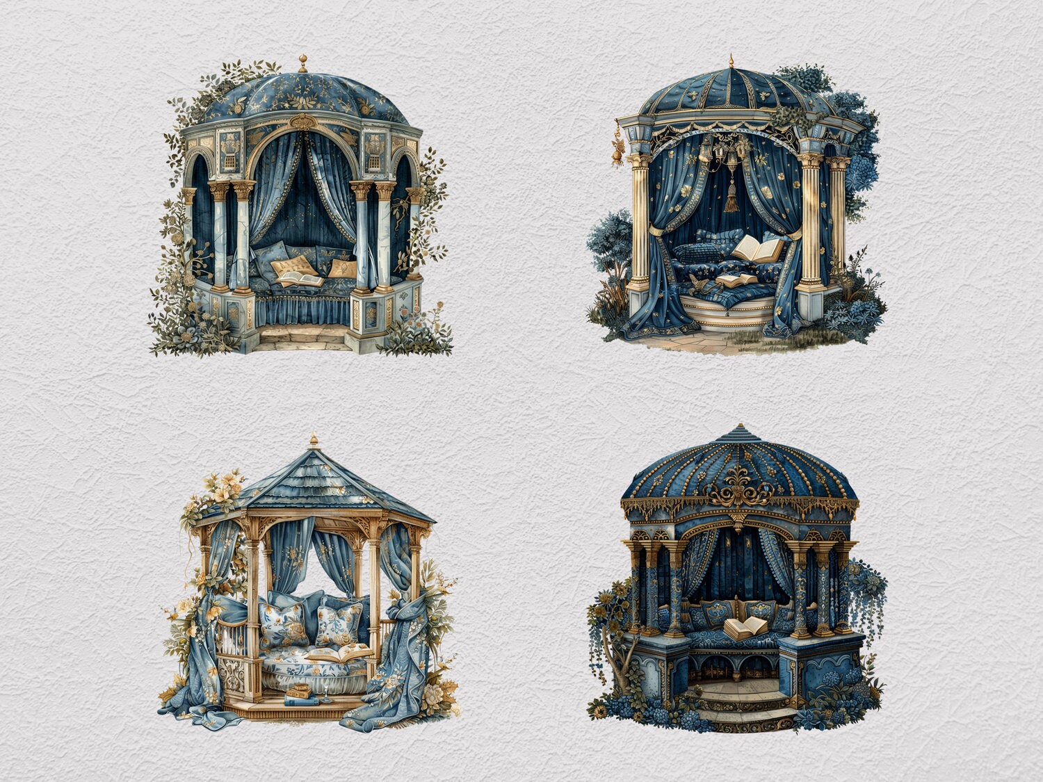 Twilight Gazebo Clipart PNG, Gazebo PNG, Spring Clip Art, Floral ...