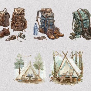 Summer Camping Holiday Clipart, Watercolour City Clipart Bundle, Around ...