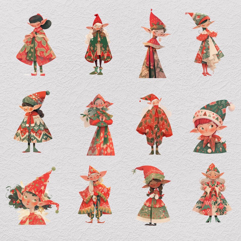 Cute Elf Clipart Bundle, Gift Box Clipart, Holiday Clipart ...