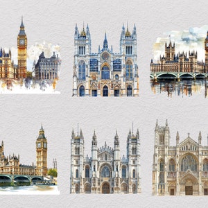 London Clipart, Watercolour City Clipart Bundle, Around the World ...