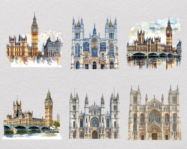 London Clipart, Watercolour City Clipart Bundle, Around the World ...