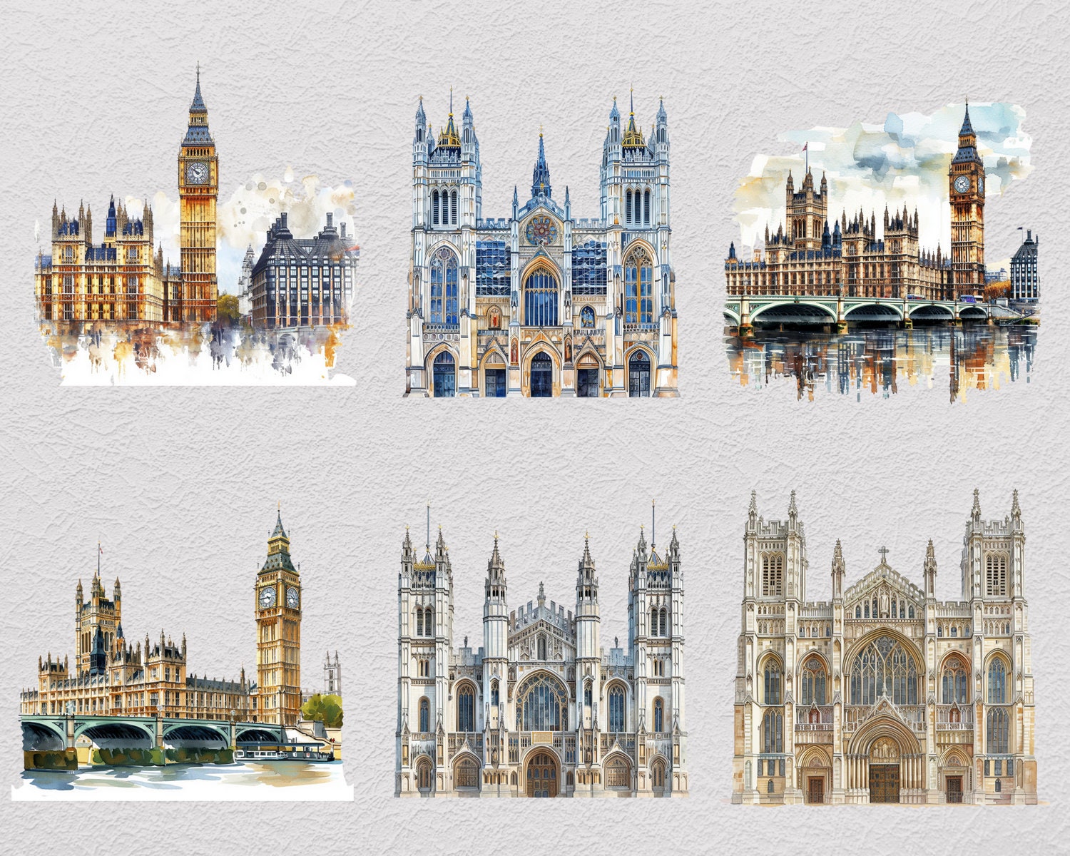 London Clipart, Watercolour City Clipart Bundle, Around the World ...
