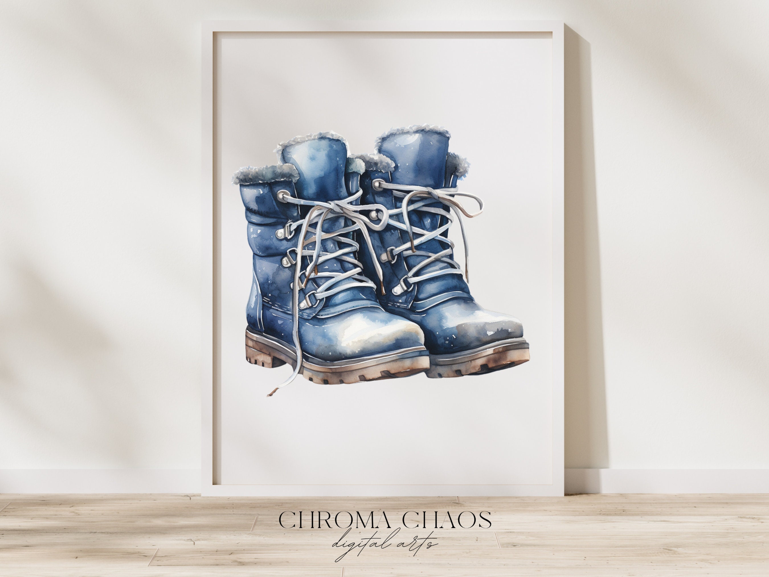 32 Watercolour Winter Boots Clipart Bundle, Ski, Snow Boots, Jackets ...