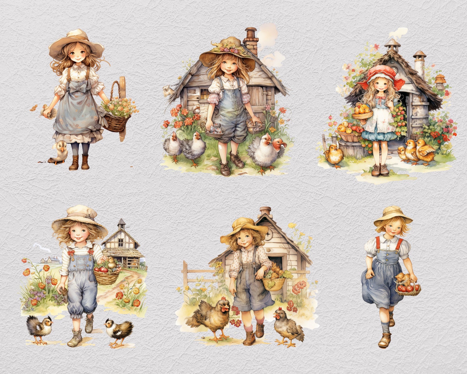 Farm Girl Clipart PNG Sublimation Bundle, Farmer Clipart, Cow Clipart ...