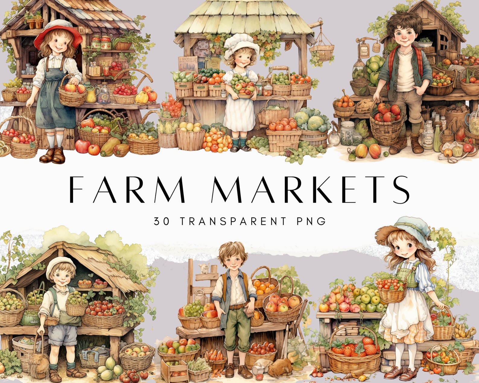 Farm Market Clipart PNG Sublimation Bundle, Farmer Clipart, Market ...