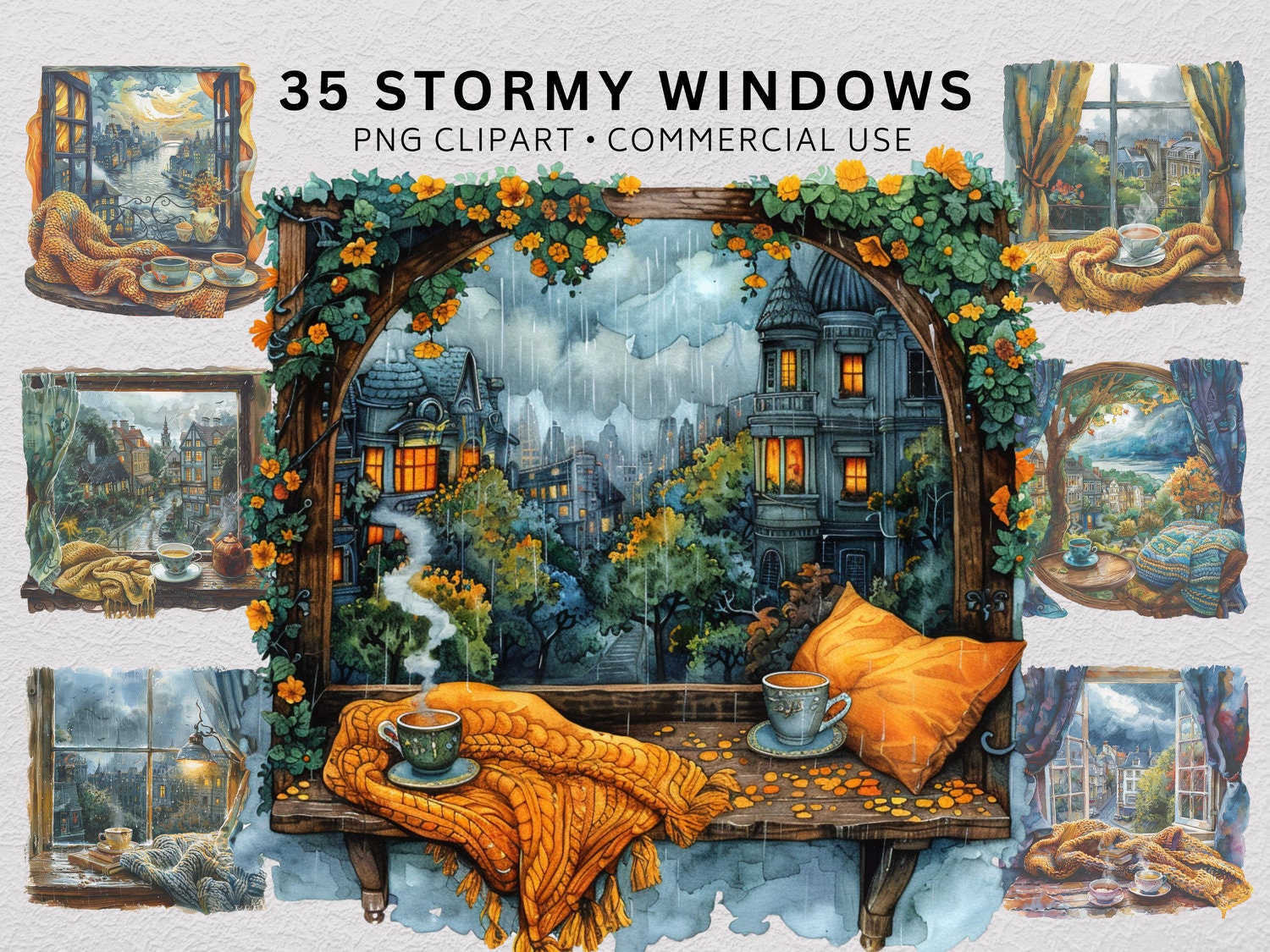 Stormy Windows Clipart, Rain, Decoration PNG, Window Decoration Clip ...