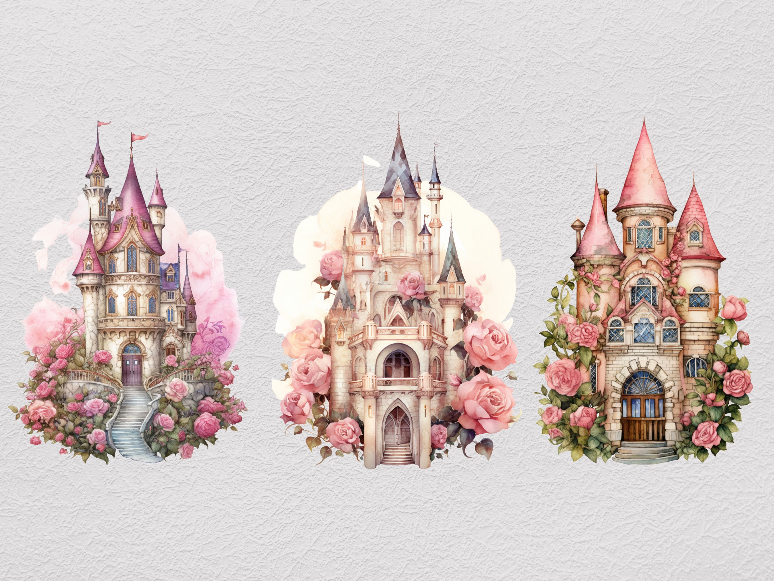 Dreamy Floral Castles Clipart PNG, Flower Castle PNG, Winter Clip Art ...