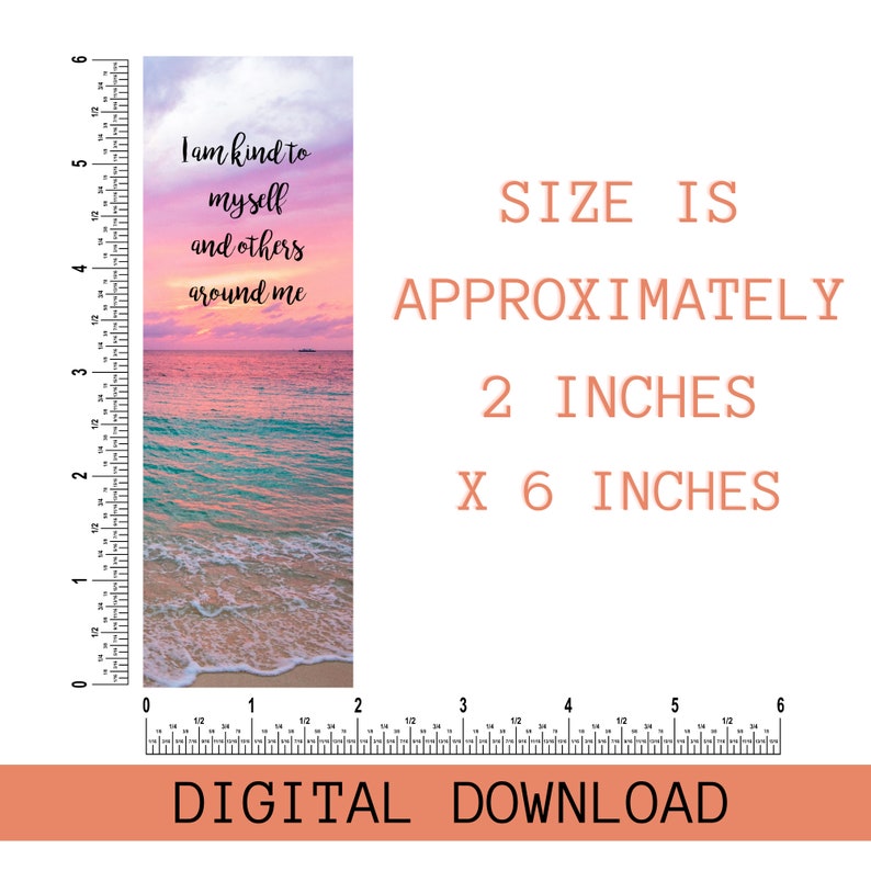 Sunset Bookmark Positive Affirmations, Bundle of 10 Bookmarks ...