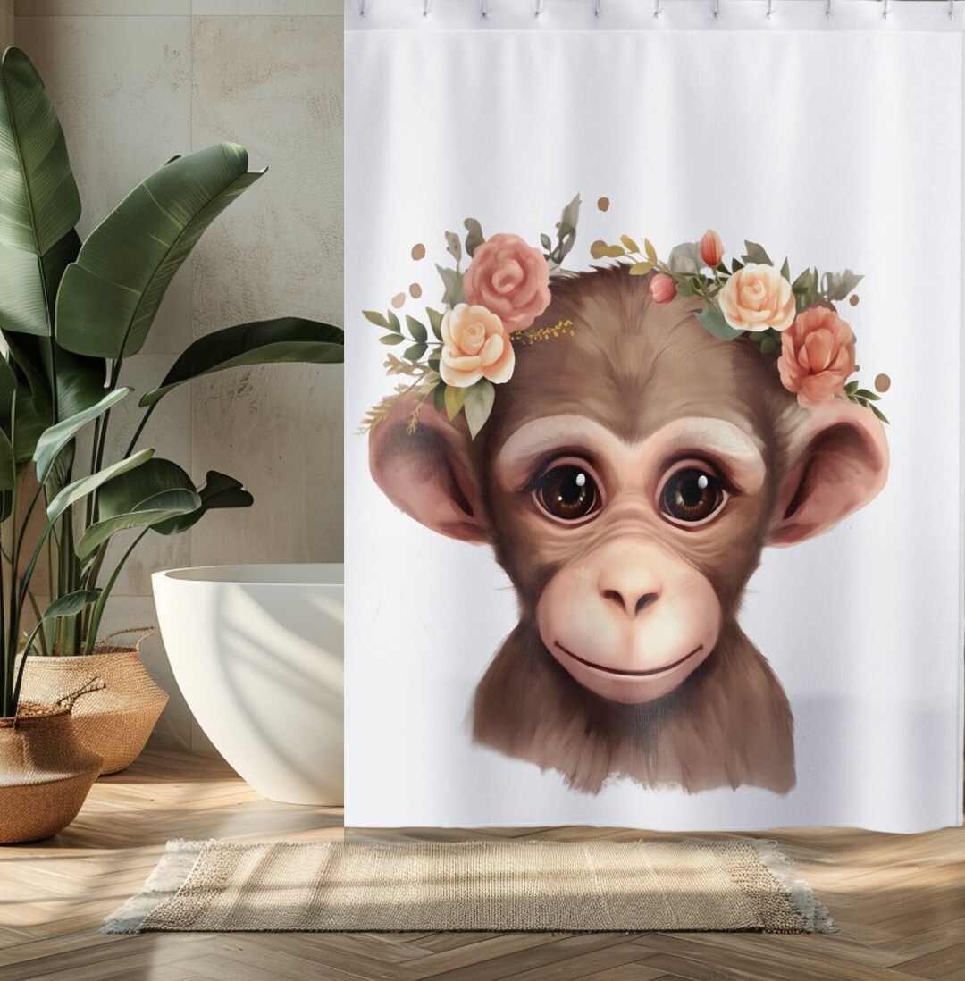 Sweet Blossom Monkey Shower Curtain - Etsy