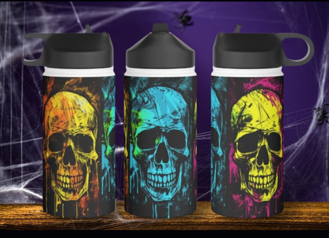 Groovy Painted Skulls Stainless Steel Water Bottle, Standard Lid - Etsy