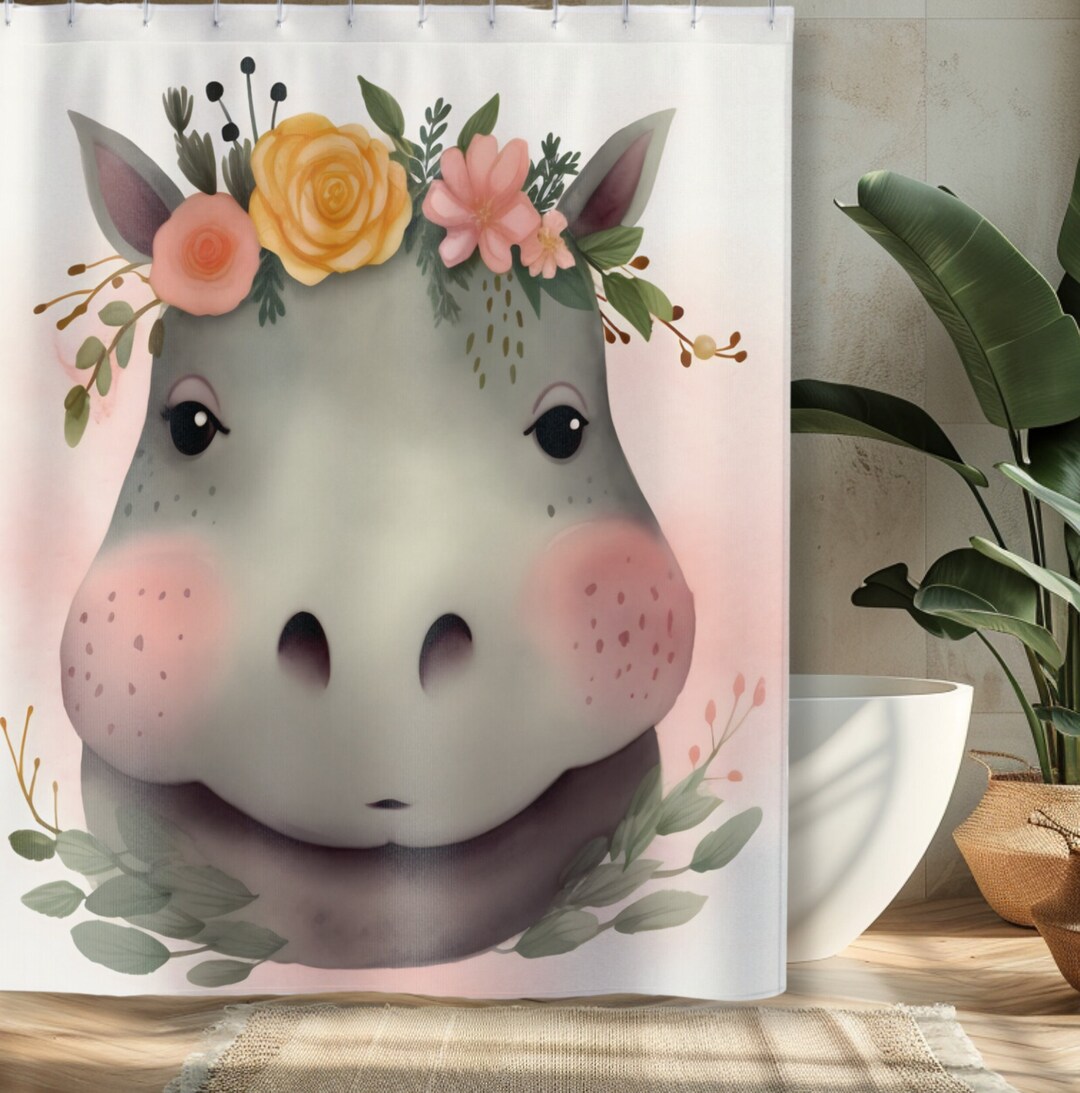 Boho Chic Hippo Shower Curtain - Etsy