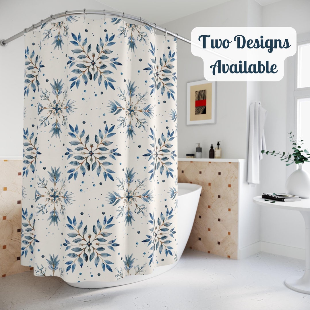 Enchanted Snowfall Shower Curtain, Christmas Bathroom Shower Drape ...