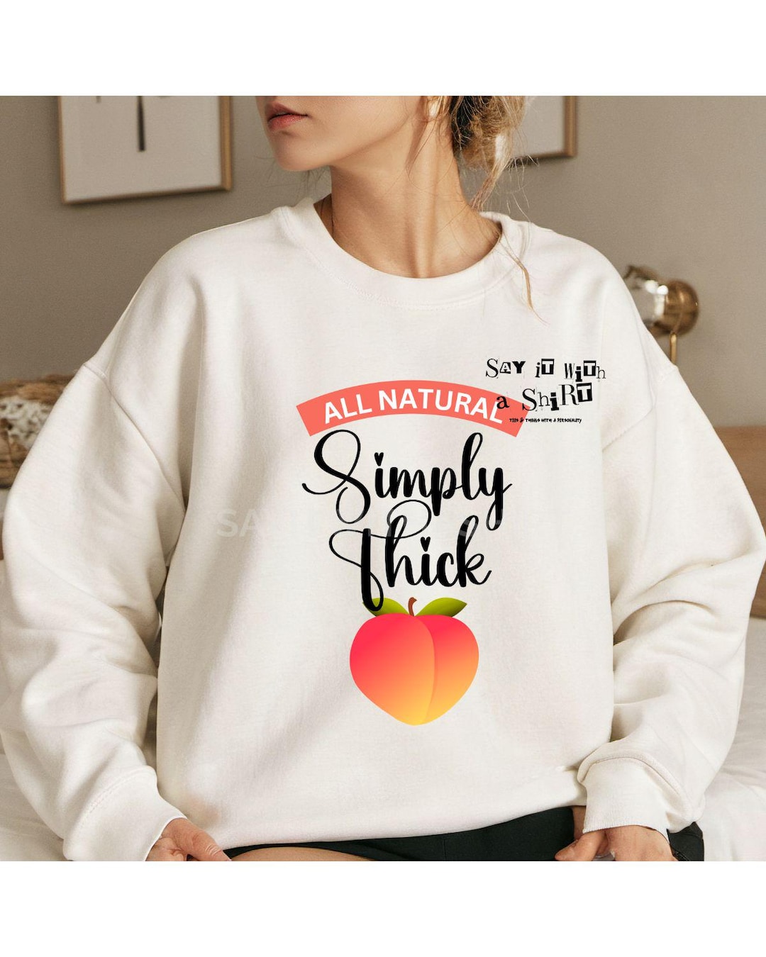Simply Thick Peach PNG | Funny Peach Graphic PNG | Booty Quote Design ...