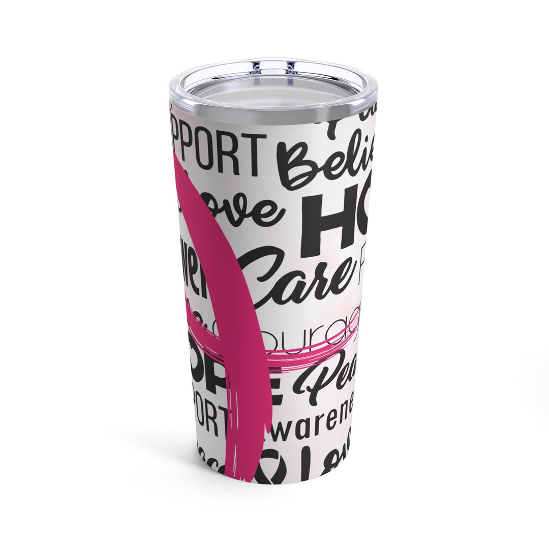 Pink Ribbon 20oz Tumbler , Breast Cancer Awareness Cup, Stainless Steel ...