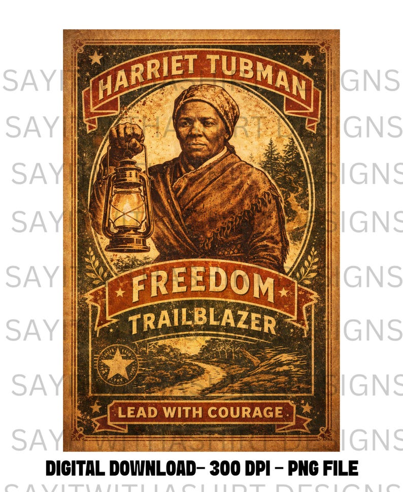Harriet Tubman Black History Wall Art | Freedom Trailblazer Vintage ...