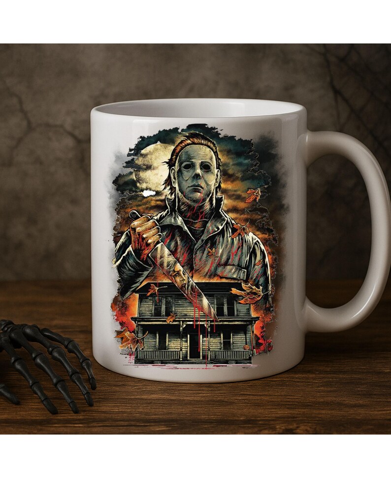Retro Horror Slasher PNG – Haunted House, Knife & Full Moon Design ...