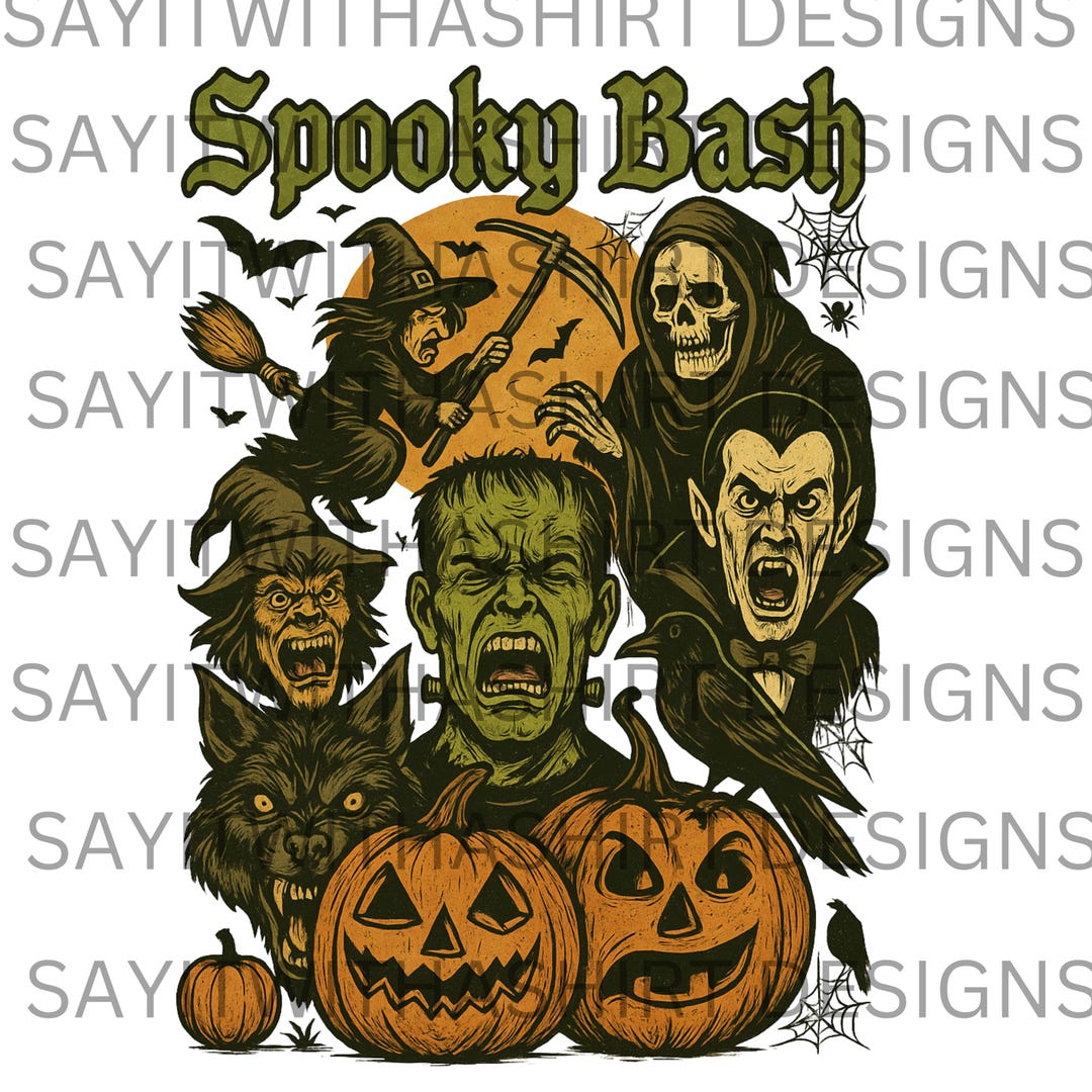 Vintage Halloween Monster Mash PNG: Spooky Retro Clipart (digital ...
