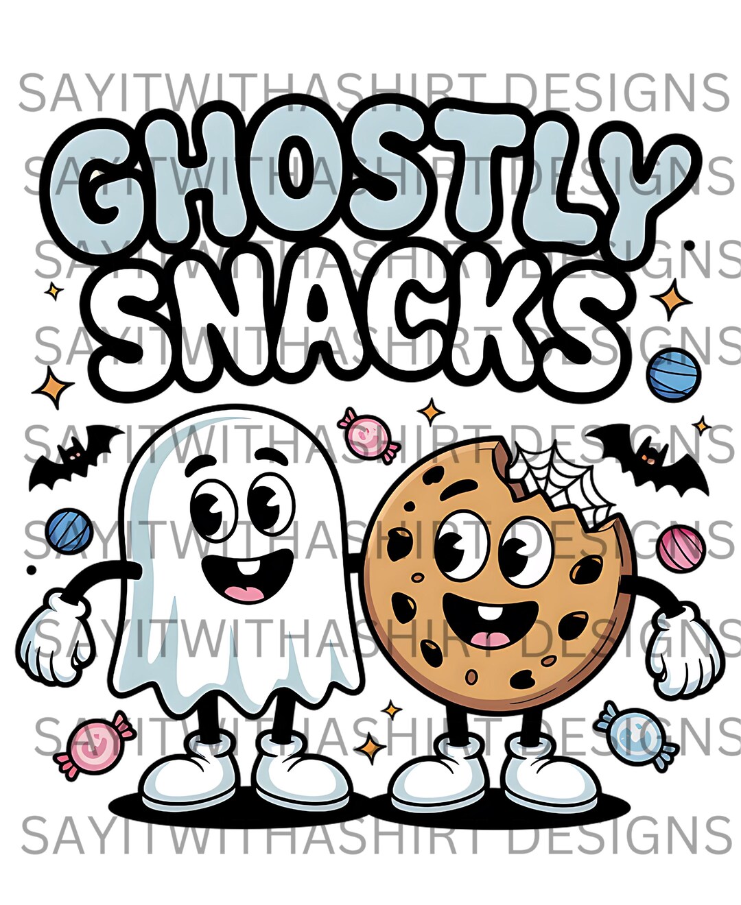 Ghostly Snacks PNG | Cute Halloween Digital Download | Retro Ghost ...