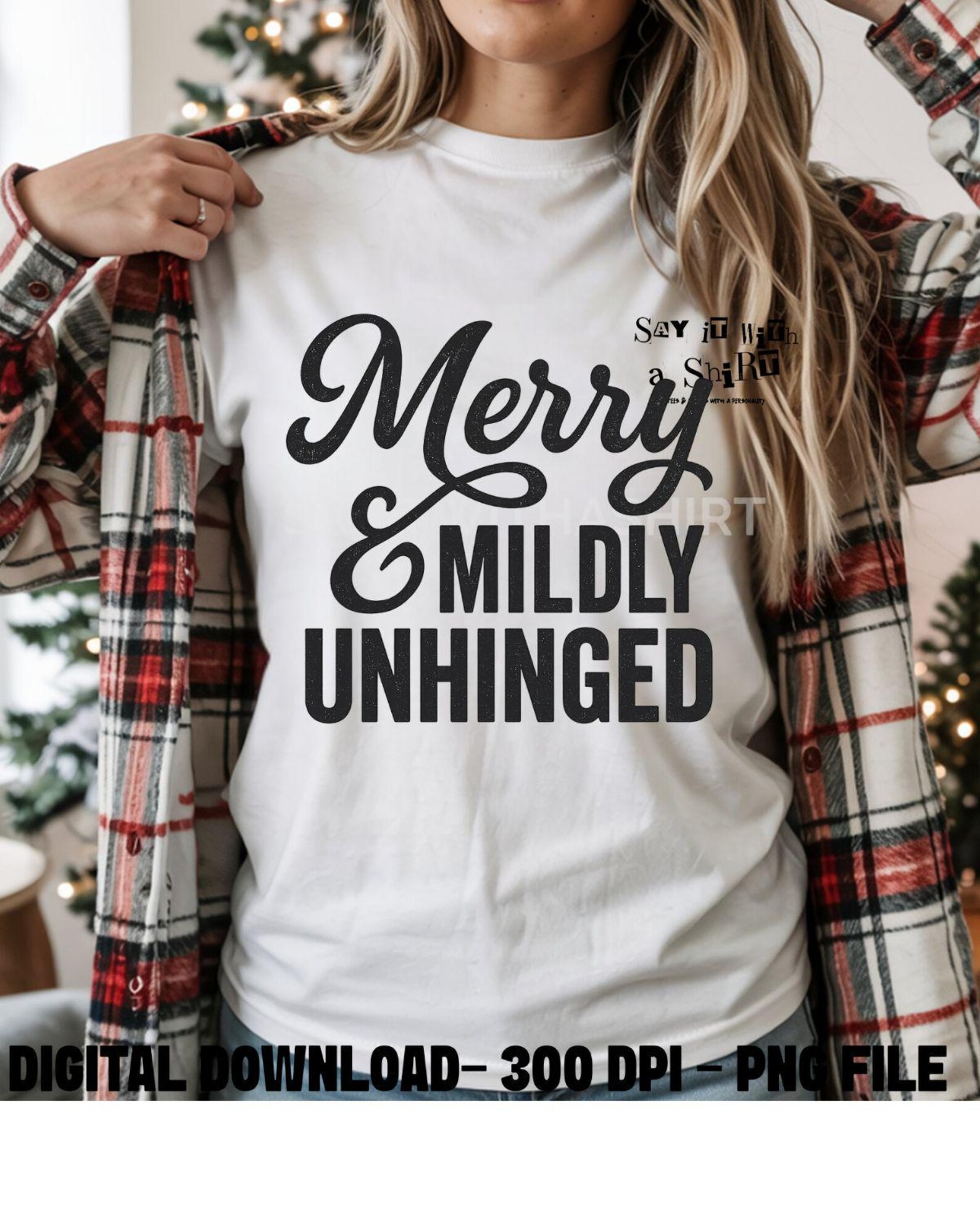 Merry & Mildly Unhinged PNG – Retro Script + Bold Block, Distressed ...