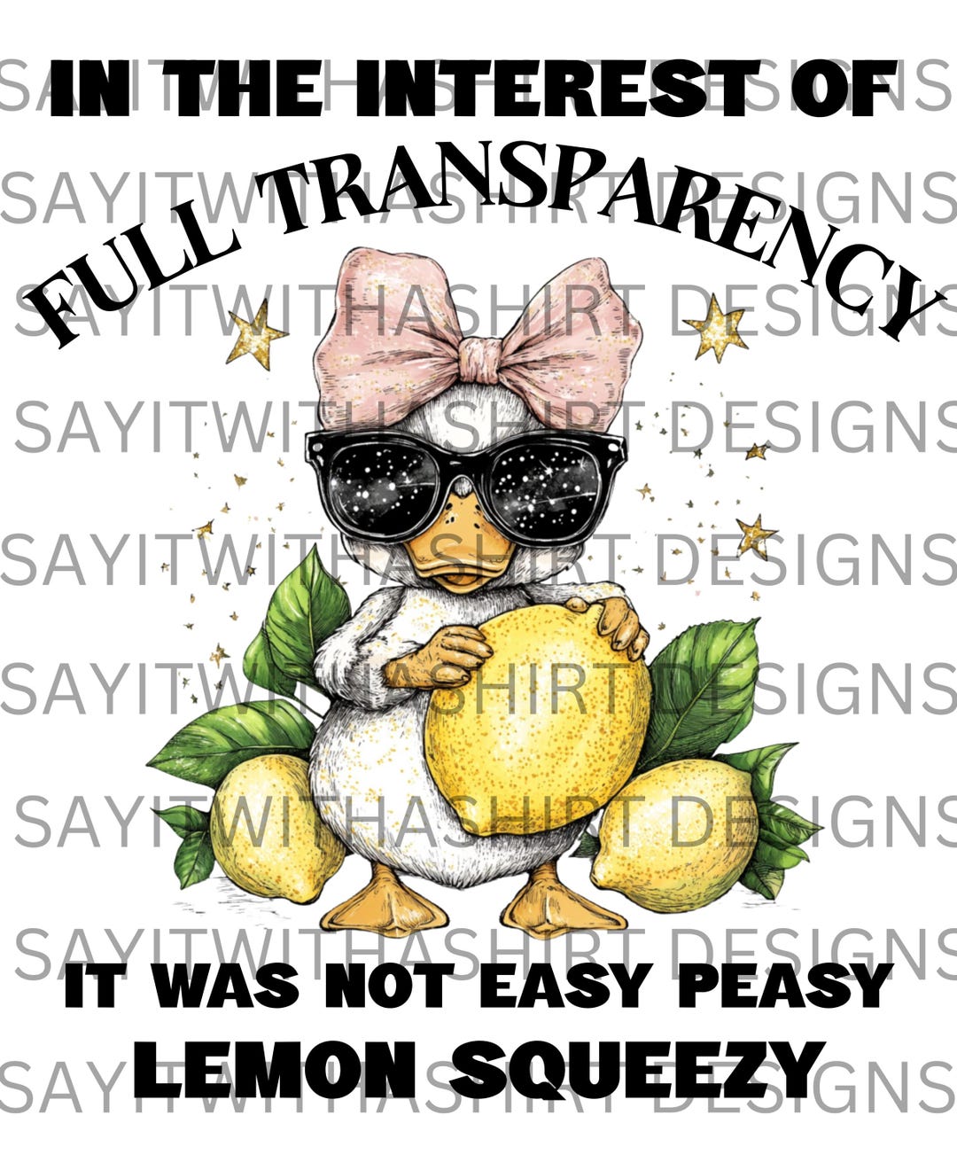 Cute Duck With Lemon PNG – Funny Duck Sublimation Design – Retro Duck ...