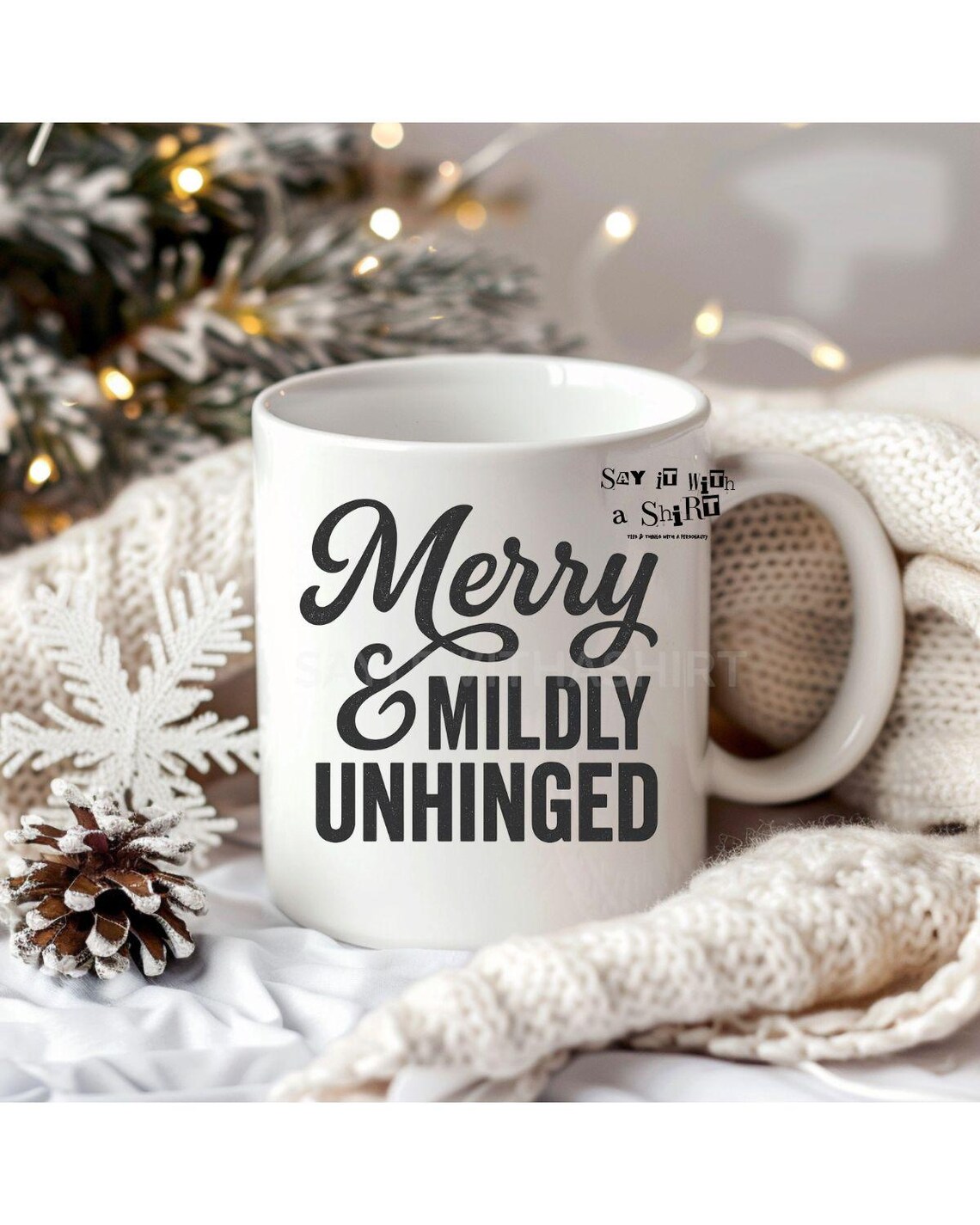 Merry & Mildly Unhinged PNG – Retro Script + Bold Block, Distressed ...