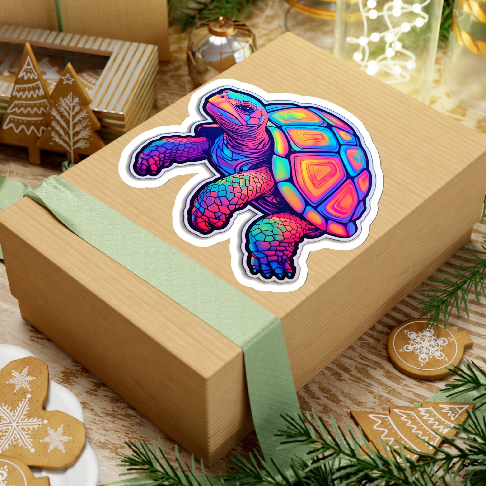 Turtle Sticker, Neon Turtle, Psychedelic Colors Sticker, Baby Turtle ...