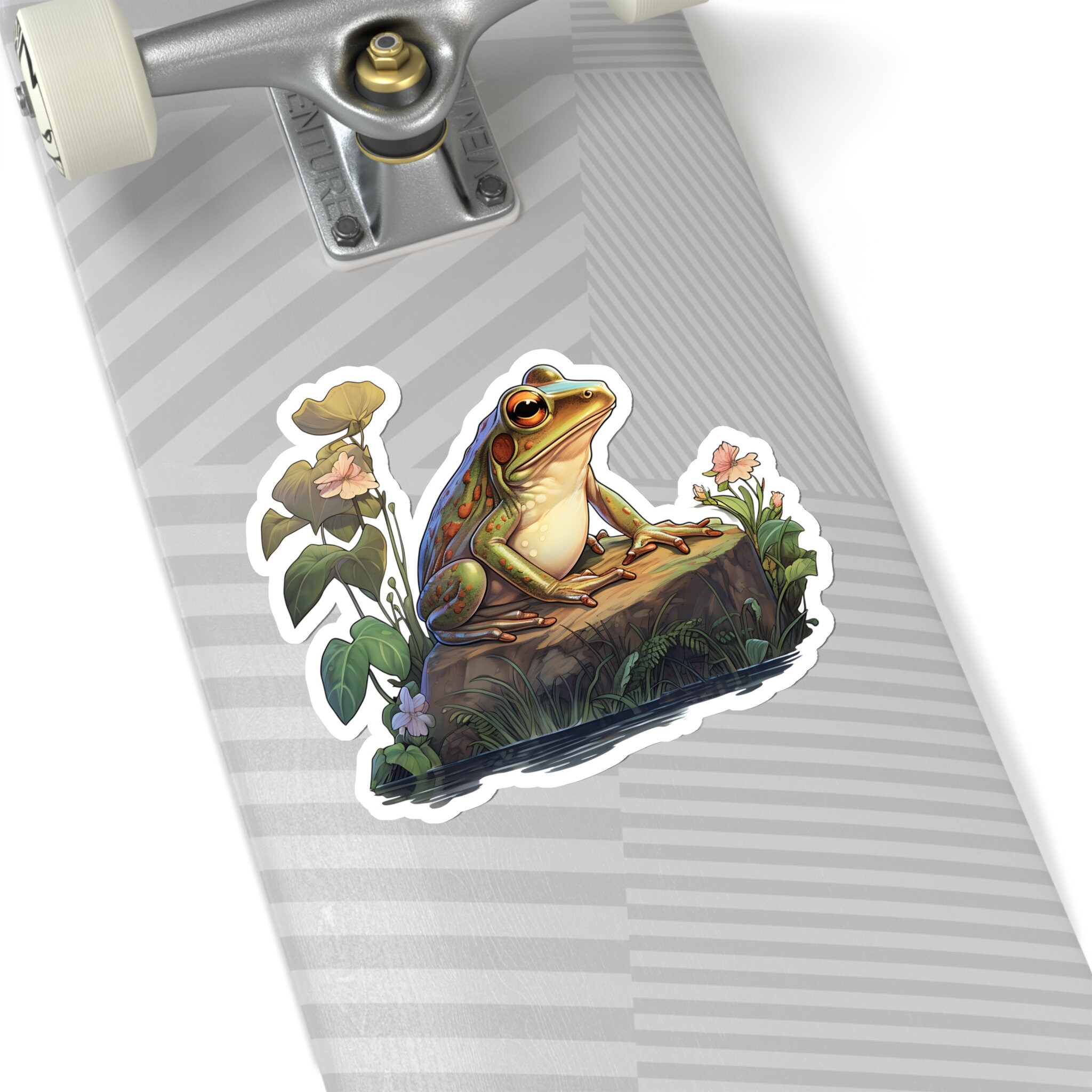 Frog Sticker, Frog on A Rock Sticker, PC Decal, Laptop Sticker, Animal ...