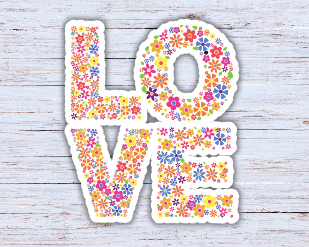 Flowers Love Sticker, PC Decal, Laptop Sticker, MacBook Sticker, Floral ...